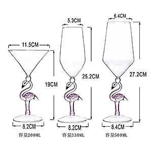 Creative Pink Flamingo Cocktail Martini Goblet Glass Cool Tableware Unique Bar Wine Set (2, 330ml wine glass)