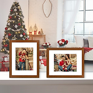 Golden State Art, 11x14 Picture Frame Brown - Solid Wood with Tempered Glass - Display Pictures 8x10 with Mat or 11x14 without Mat - Wall Hanging Photo Frame, 1 Pack