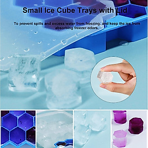 Ice Cube Trays for Freezer with Lid-37 Grid Silicone Ice Cube Tray with Lid for Small Ice Cube Molds,Easy-Release Reusable Ice Cube in Organizer Bins or Ice Bucket for Cocktail bar or Iced Coffee Cup