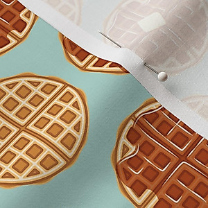 Spoonflower Fabric - Dark Mint Waffle Breakfast Food Printed on Petal Signature Cotton Fabric by The Yard - Sewing Quilting Apparel Crafts Decor