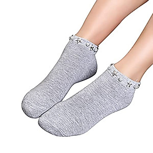 Lace Ankle Socks For Women ruffle socks women Ankle Women Socks Small Girl Teen Socks for Girls Ages (Grey, One Size)