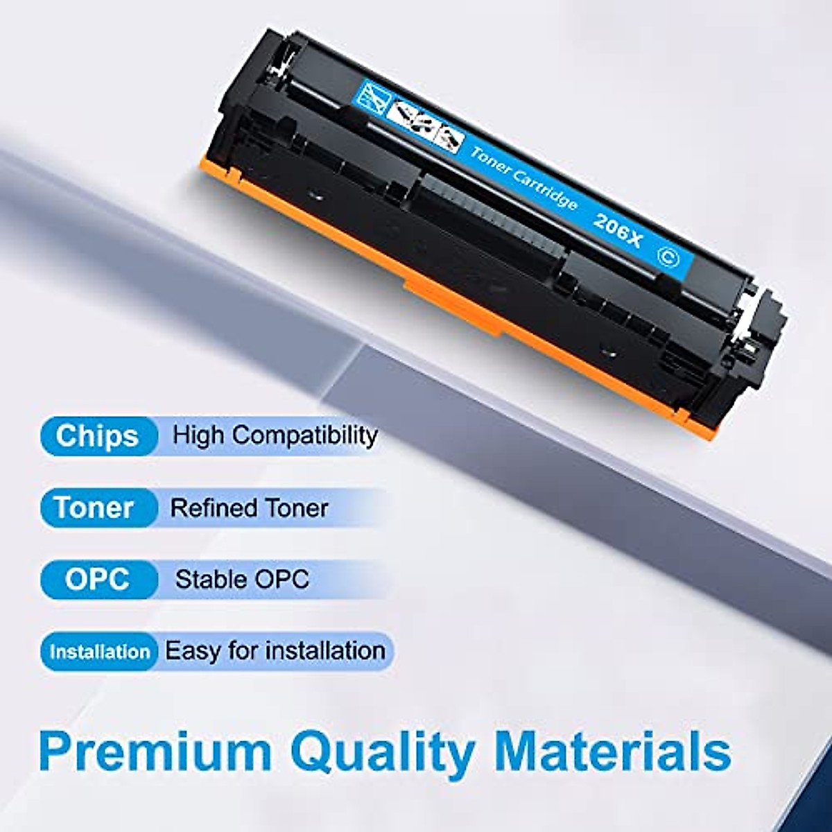 206X Toner Cartridges 4 Pack Compatible Replacement for HP 206X 206A W2110A W2110X Work with HP Color Pro MFP M283fdw M283cdw M255dw M283 M255 Toner Printer (Black Cyan Yellow Magenta)