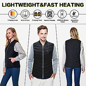 AGGSKAL Heated Vest for Men&Women with Battery Pack,Lightweight Warm Vest USB Rechargeable for Skiing, Hiking, Fishing (Black, 2X-Large)