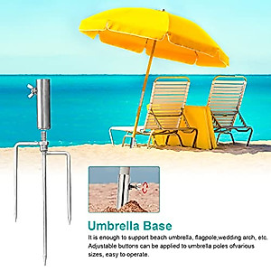 Portable Patio Umbrella Steel Stand, Umbrella Stand Base Parasol Spike Base Lawn Spike For Parasol 11.8'' Heavy Duty Ground Insert parasol holder base with 3 Forks For Beach Garden Park Lawn Yard