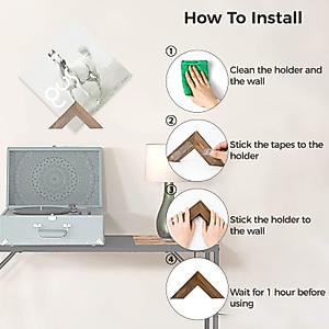 TIMCORR Vinyl Record Holder Set : Vinyl Wall Mount for Record Display, Pine Wood Album Shelf with Sticky Transparent Tapes Hanging on the Wall (Beech Wood Set of 2) (Walnut Wood Set of 2)