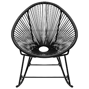 WEHUOSIF Outdoor Rocking Chair,Patio Rocker,Porch Chair,Wooden Rocking Chair,Lounge Chair,Retro Rocking Chair,TV Chair,for Garden, Lawn, Backyard,Indoors, Patio,Black Poly Rattan