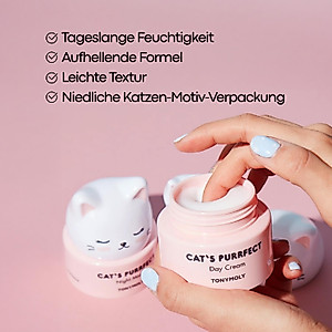 TONYMOLY Cat's Purrfect Day Cream, Valentines Gifts, Lightweight Face Cream, Softens and Hydrates with Milk Protein, 50 g