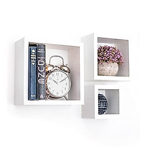 Greenco 3 Cube Floating Shelf, Easy-to-Assemble Floating Wall Mount Shelves for Bedrooms and Living Rooms, White Finish