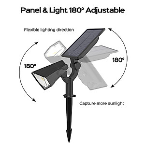 JACKYLED Solar Lights Outdoor, 800 Lumens Solar Spot Lights 3000K/6000K, 4 Modes Solar Landscape Spotlights Waterproof for Yard,2 Pack