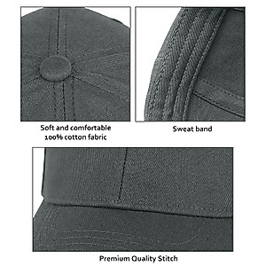 ZEXIAN 3 Pack Unisex Cotton Baseball Cap Adjustable Unconstructed Plain Sport Dad Golf Hat for Men and Women (Black+Grey+Green)