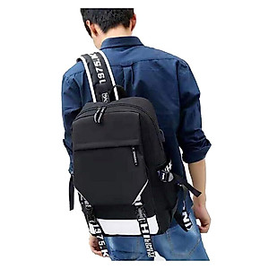 WANHONGYUE Attack on Titan Anime Luminous Laptop Backpack Rucksack Travel Sports Casual Daypack with USB Charging Port Black / 14