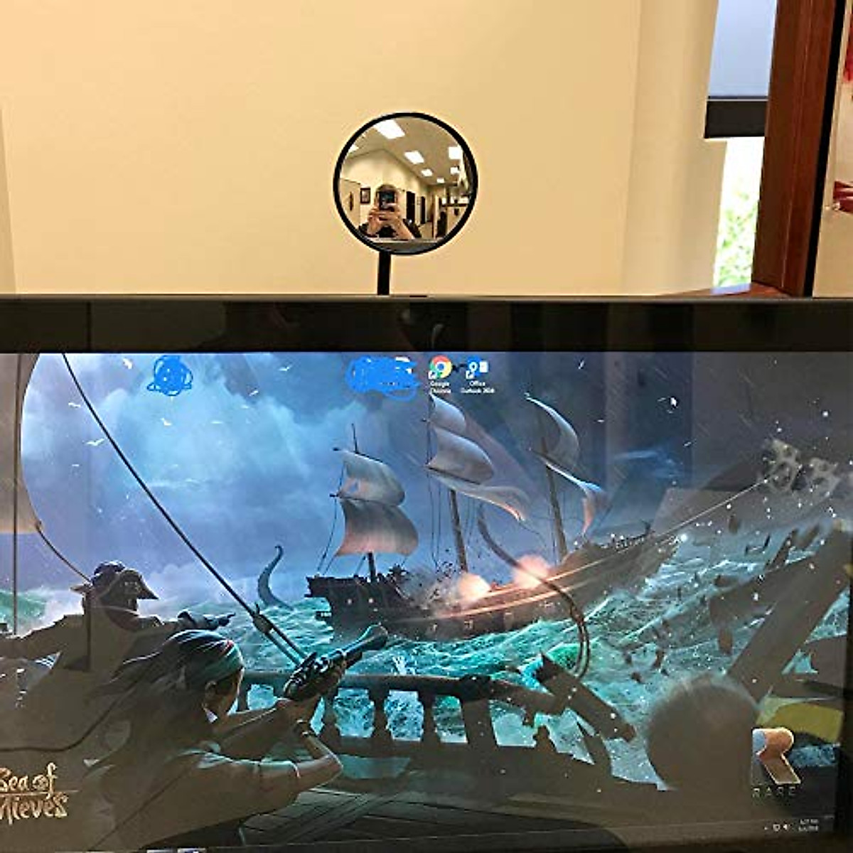 Ampper Glass Clip On Rear View Cubicle Mirror, Flexible Convex Security Mirror for Personal Safety Desk Rearview Monitors or Anywhere (3.75", Round)