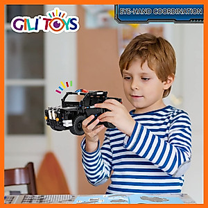 GILI 2 in 1 Remote Control Building Car Kit(355pcs), Black Police Car Stem Model Projects Toy for Kids Ages 8-12, Best Christmas Birthday Gifts for 6, 7, 9, 10, 11 Year Old Boys Girls