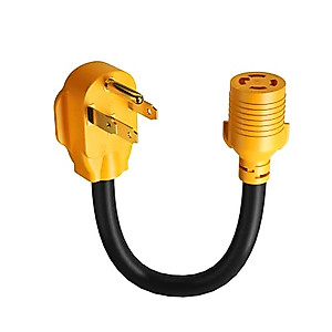 MECMO NEMA 14-50P to L14-30R Generator Transfer Switch Adapter Cord UL Listed, 240V/120V Generator to House 50 Amp Male to 30 Amp Female Twist Lock 4 Prong Generator Plug Adapter, 50Amp STW 10 AWG