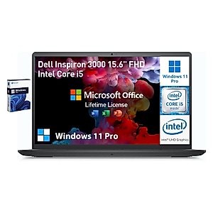 Dell Inspiron 15 3000 Business Laptop Computer, 15.6 Inch FHD PC Laptop, Intel Quad Core i5, Windows 11 Pro, 32GB RAM, 1TB SSD, Lifetime Microsoft Office, Numeric Keyboard, HDMI, Black