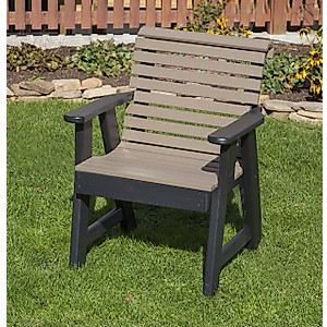 ECOMMERSIFY INC Weathered Wood-Poly Lumber ROLL Back Poly Resin 2 FEET Patio Garden Chair Heavy Duty Everlasting PolyTuf HDPE - Made in USA - Amish Crafted