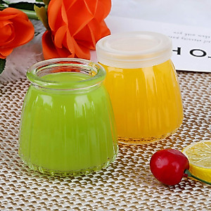 40 Pack 4 oz Clear Glass Jars With PE Lids,Glass Yogurt Container,Glass Pudding Jars Yogurt Jars for Milk,Jams,Jelly,Mousse,Honey and More