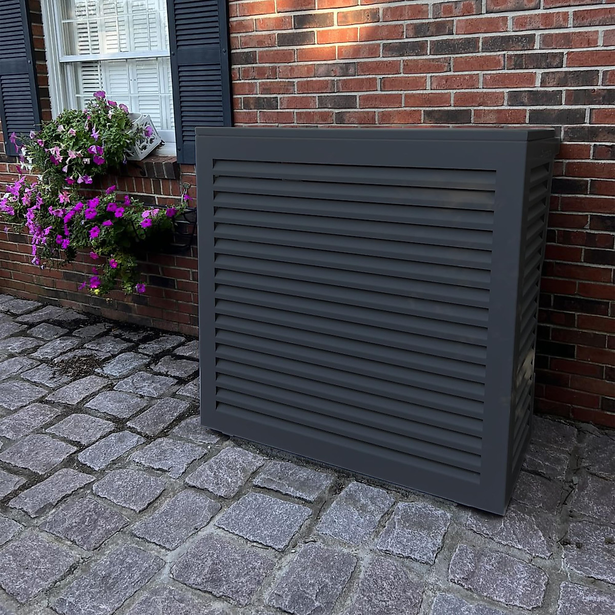 Airdeko's Mini Split AC Cover for Outside Units Sturdy Aluminum, Optimal Performance & Protection of Mini Split System Outdoor Condenser Compatible with Airdeko's Anti-Theft System (Charcoal, Large)