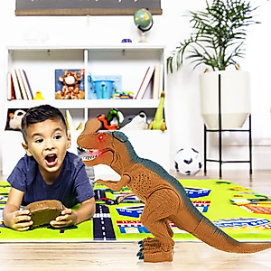 HYRENEE Remote Control Dinosaur Toy for Kids,Walking Dinosaur T-Rex Toy with Lights,Sounds & Spray, Realistic Walking Tyrannosaurus Rex Toy, Dinosaur Toys for Kids 3-5 5-7
