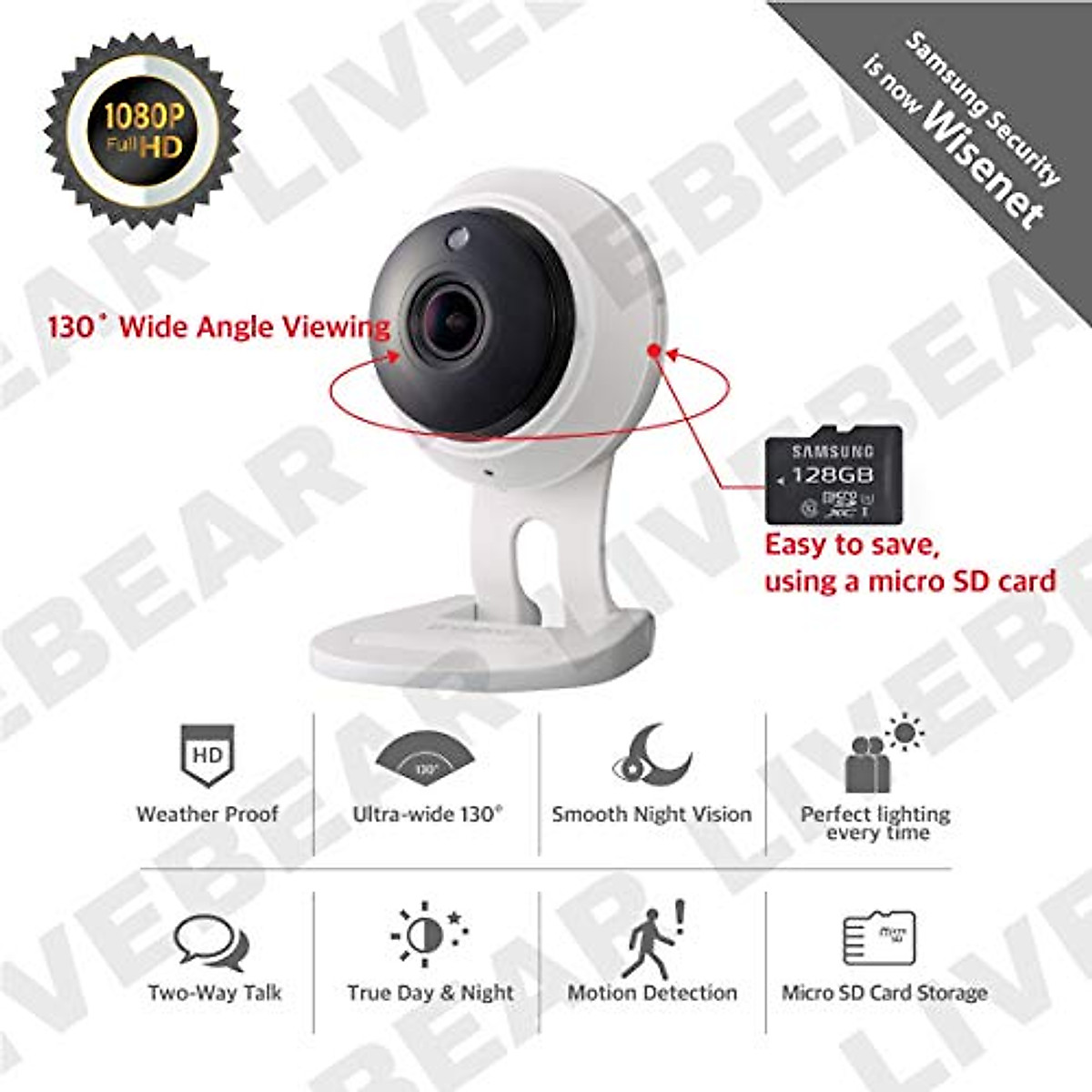 SNH-C6417BN - Samsung Wisenet SmartCam 1080p Full HD Plus Wi-Fi Camera Double Pack (Renewed)