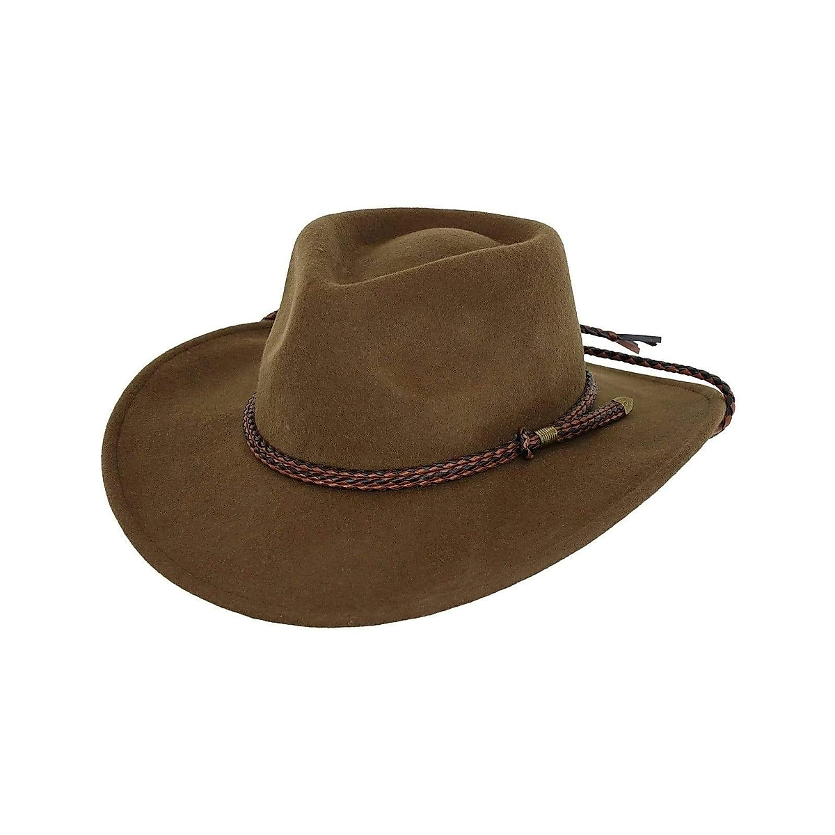 Outback Trading Company Men's Standard 1392 Broken Hill UPF 50 Water-Resistant Crushable Australian Wool Western Cowboy Hat, Brown, Large