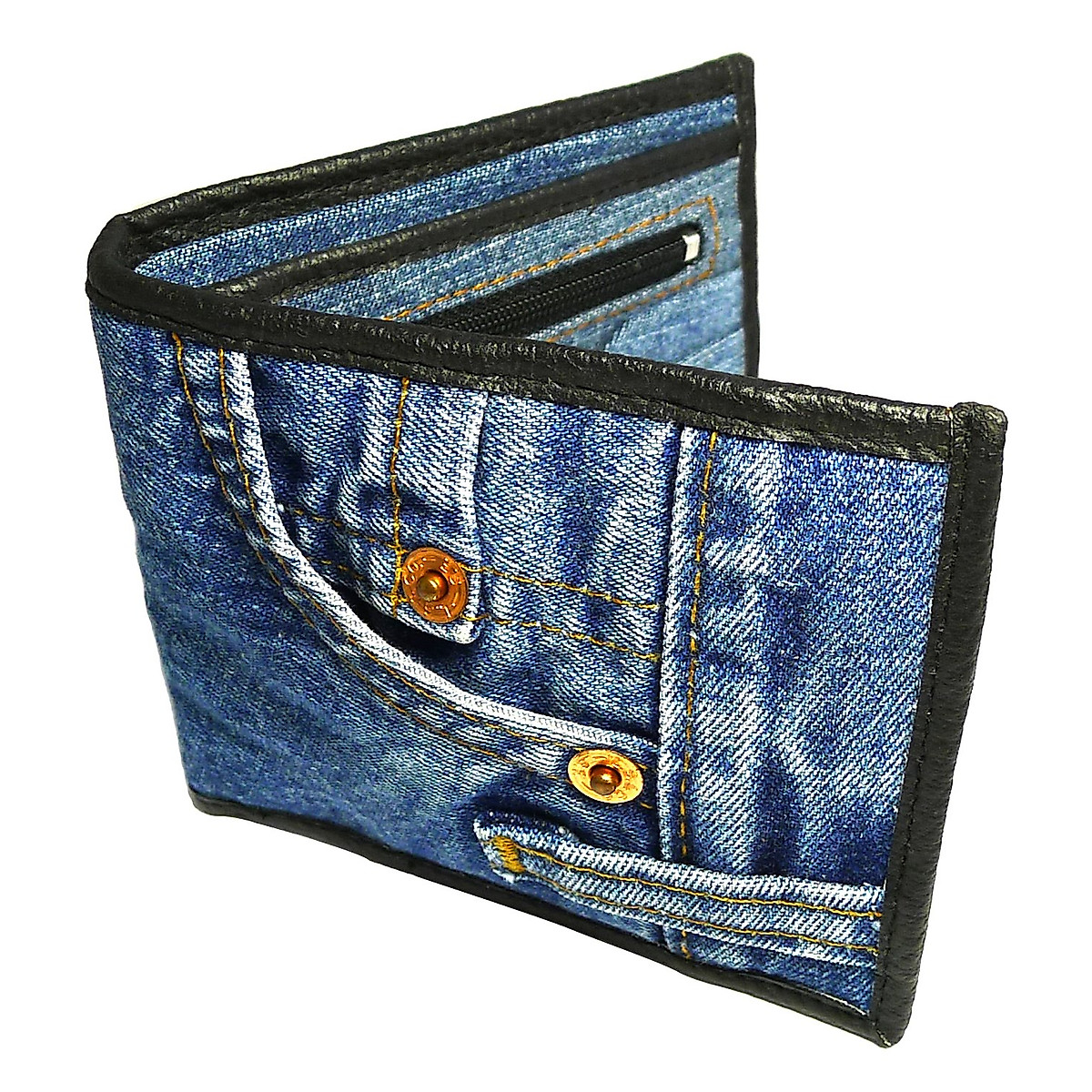 Bijoux de Ja Unisex Blue Denim Small Billfold Purse Wallet