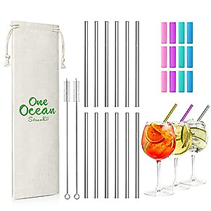 Teivio 12 Pack + Cleaning Brush, 5-inch Extra Short Reusable Stainless Steel Drink Straws for Cocktails, Small Glasses or Cups (Silver)