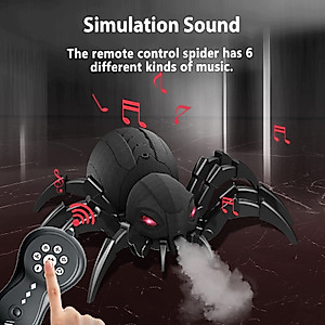 sumsync Realistic RC Spider Robot, Remote Control Spider Toys with Spray/Light/Music, Gifts for 6 7 8 9 10 11 12 Year Old Boys Girls, Christmas Birthday Halloween Easter Toys for Kids