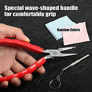 LEONTOOL 6 Inches Nose Pad Plier Adjusting Eyeglass Arms Frame Eyeglasses Repairing Plier Stainless Steel Optical Hand Tool Frames Clamp Repair Tool with Screwdriver and Glasses Cloth