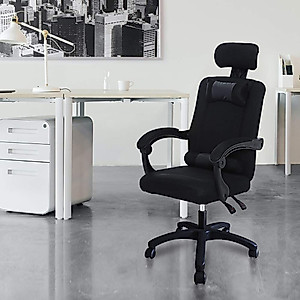 Home Office Chair Ergonomic, Breathable Mesh Fabric Computer Desk Task Chair Swivel, Reclining Back, Adjustable Headrest ＆Seat Height Black