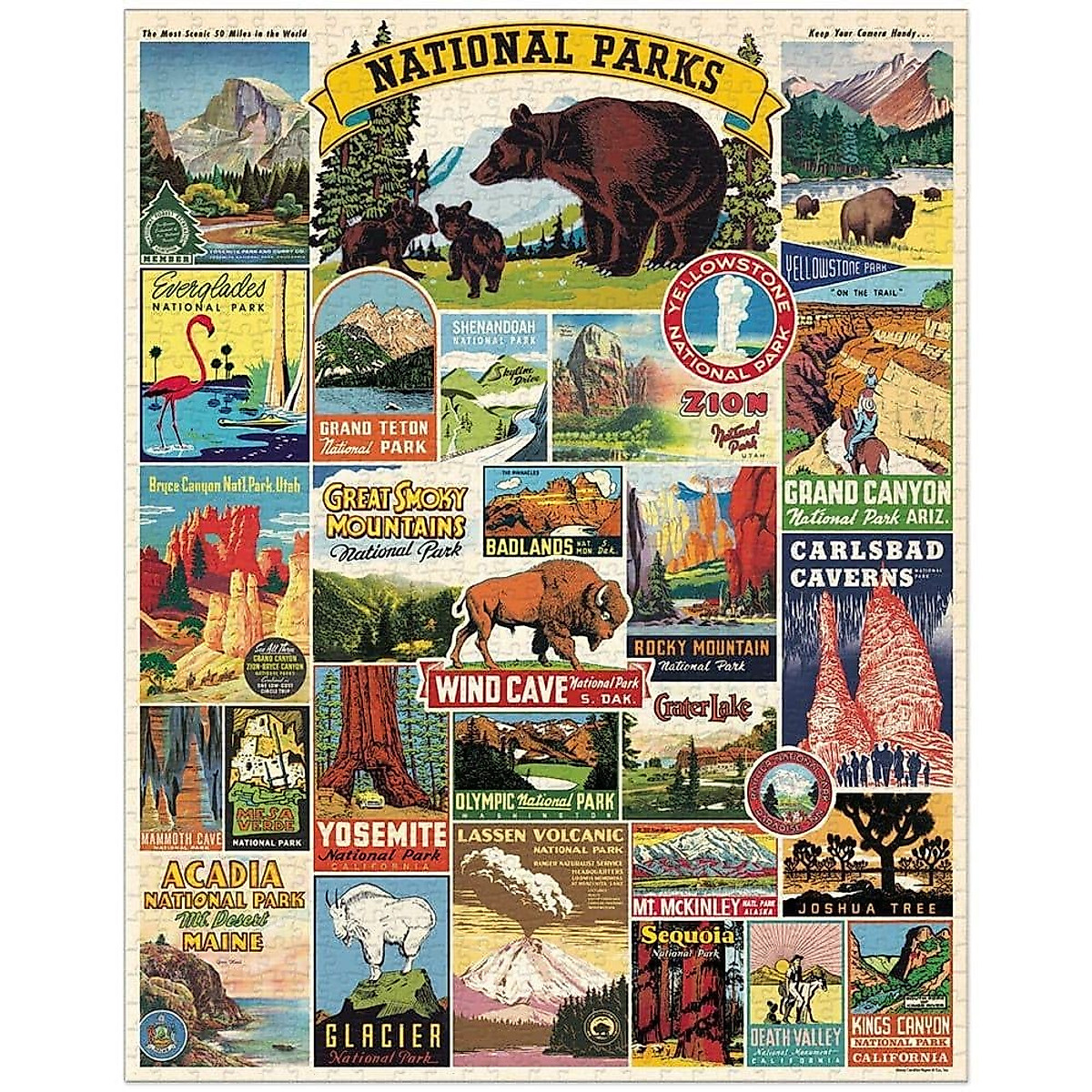Cavallini Papers & Co. National Parks 1,000 Piece Puzzle, Multi