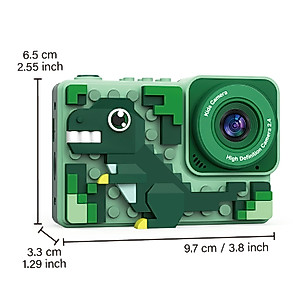 Kids Dinosaur Digital Camera Toys: Kizeefun 3-12 Year Old Boys Girls Christmas Birthday Gifts, Mini HD Selfie Video Baby Camera for 3 4 5 6 7 8 9 Toddler Children with 32GB Card