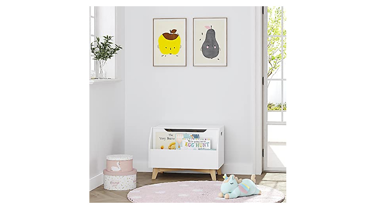 UTEX Kids Toy Box & Storage Bench - White