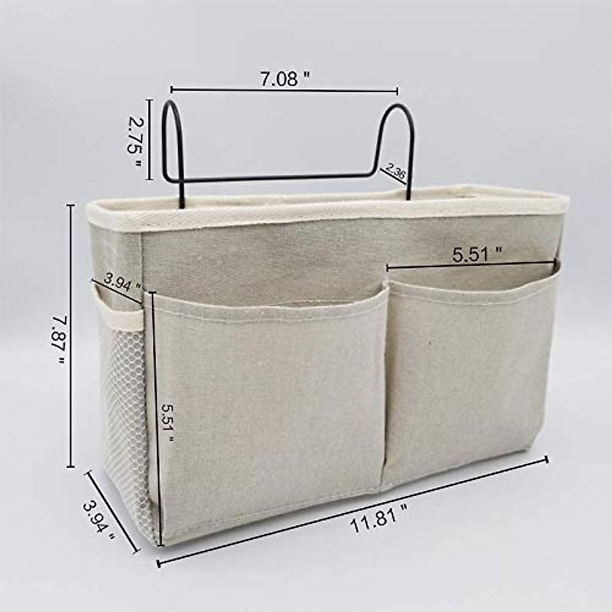 Bedside Hanging Storage Organizer Hanging Organizer Bag Holder Organizer for Book (Gray) (Gray, Patternless)