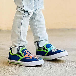 Josmo Kids Toy Story Shoes for Boys - Sheriff Woody Buzz Lightyear Slip-on Sneaker Casual Fashion Lowtop Sneakers Canvas Shoe - Navy Green (Size 8 Toddler)