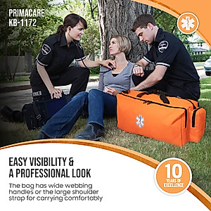 PrimaCare KB-1172 Oxygen O2 Gear Bag with Multiple Compartments Waterproof Bottom and Heavy-Duty Zipper, 32" x 12" x 13", Orange