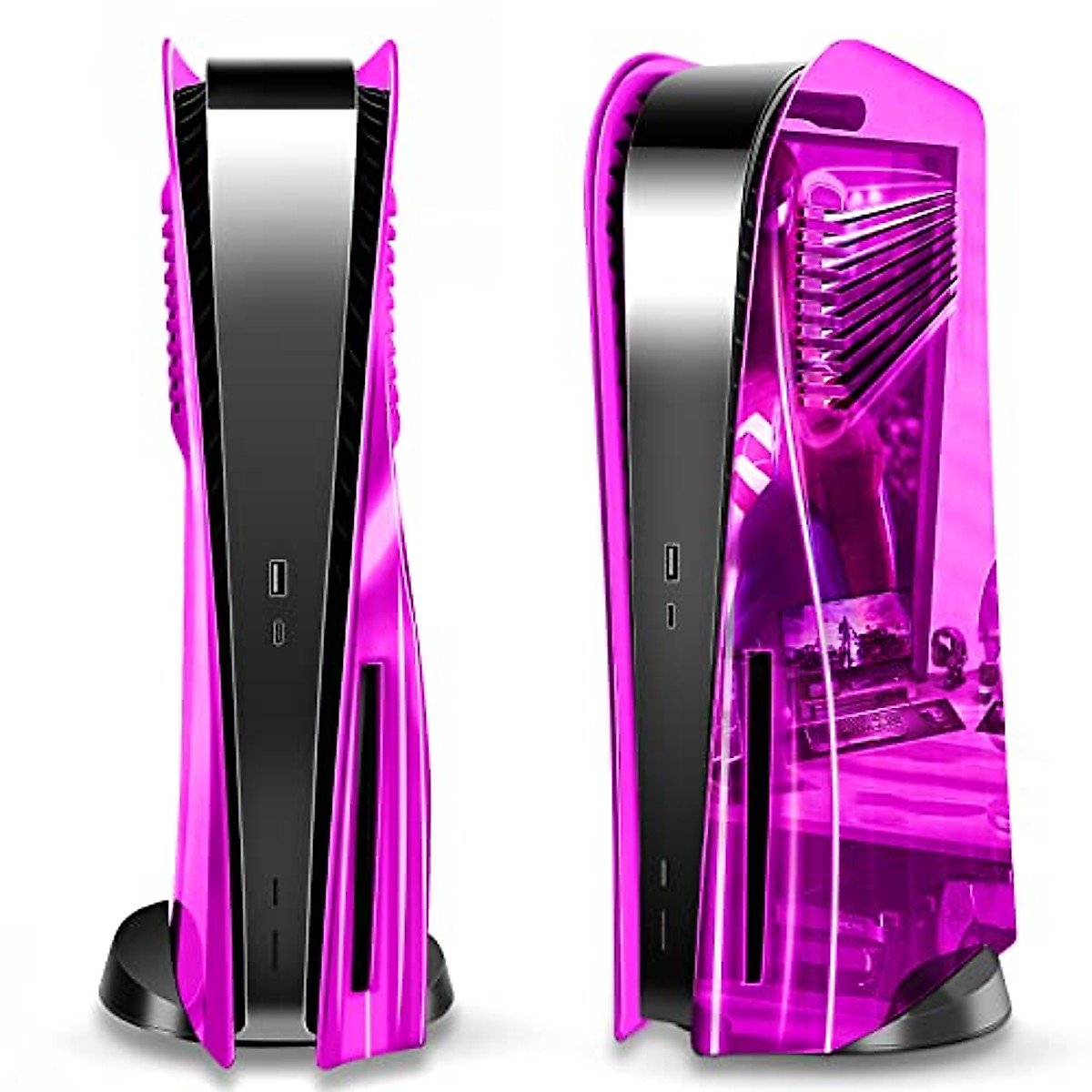 SIKEMAY PS5 Cover Plates for Playstation 5 Console Disc Edition, PS5 Accessories Face plates Side Shell with Cooling Fan Vents, Hard Shockproof Protective Custom Dust Skin Covers Case (Plating Purple)