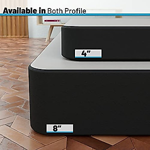 Greaton, 8-Inch Sturdy Box Spring for Mattress Support-Durable and Fully Assembled, Natural Wood Foundation for Twin XL, Black