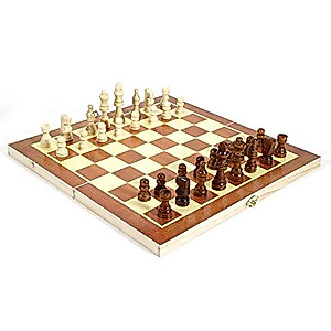 FINE MEN WYX-Chess, 1set Folding Wooden Chess Set International Carrom Board Game Standard Chess Portable Chessboard Board Game for Entertainment Hotsell