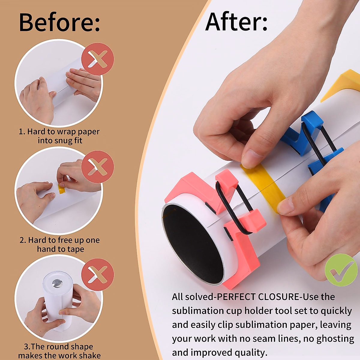 Perfect Pumbler Clamp Machine,Tumbler Clamp for Sublimation,Cup Cradle for Crafting Tumblers,Sublimation Cup Holder Clamp for 20oz 15oz Cups,Mug Clamps for Sublimation,Tumbler Wrapper (Pink&Blue)