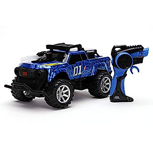 Jada Toys Battle Machines 1:16 Laser Combat RC Remote Control Car 2-Pack, 2.4 GHZ Red/Blue Truck, Toys for Kids and Adults (251109005)