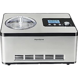 Homtone Ice Cream Maker, No pre-Freezing Automatic Ice Cream Machine 2 Quart with Built-in Compressor and LCD Timer for Making Ice Cream,Gelato in 30-60 min
