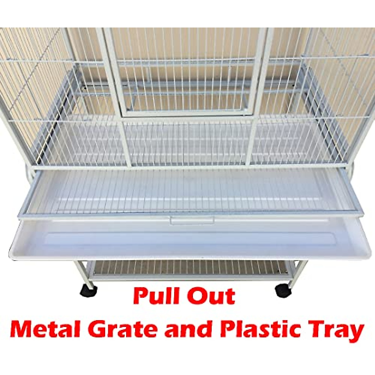 70" Extra Large Wrought Iron 3-Levels Ferret Chinchilla Sugar Glider Chewproof Cage Tight 1/2-Inch Bar Spacing with Removable Rolling Stand