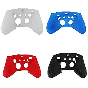 SKINOWN Grip Silicone Case Anti-Slip Protective Grip Cover for Xbox One S & One X Controller with 8 Thumb Grips