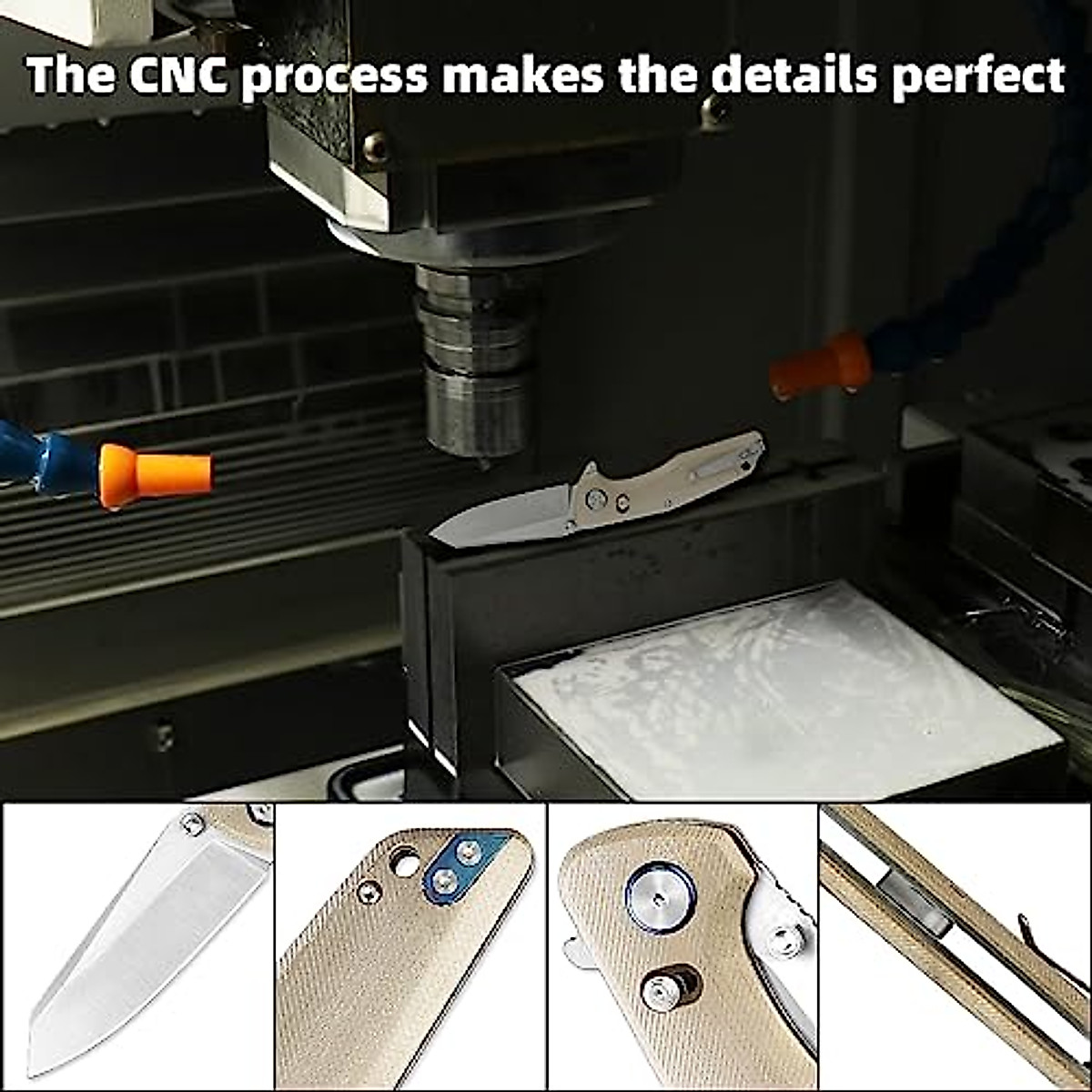 WIN+ Pocket Knife, Folding Knife with Button Lock and Axis Lock, Tactical Knives with Ball Bearing and Thumb Stud, Micarta Small EDC Knife for Survival Camping 3442 (C-Desert-Micarta)