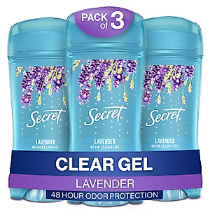 Secret Antiperspirant and Deodorant for Women Refreshing Lavender, Clear Gel, 48 Hr Odor Protection, 3.4 oz (Pack of 3)