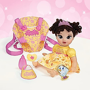 Disney Princess Belle Baby Doll Deluxe with Tiara, Carrier, Plush Friend, Pacifier, Bib & Baby Bottle [Amazon Exclusive]