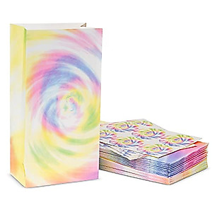 ROYAL BLUEBONNET Tie Dye Gift Bags -Set of 24- Muted Tie Dye Goodie Bags and Stickers – Birthday Treat Bags, Party Favor Bags for Kids, Tie Dye Party Supplies, Tie Dye Birthday Party Decorations