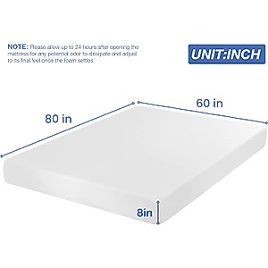 8 Inch Queen Mattress, Gel Memory Foam Mattress Queen, Queen Size Mattresses with Cover for a Cool Sleep & Pressure Relief, Queen Mattress in a Box, CertiPUR-US Certified, Mattress Queen Size, White