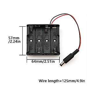 ZRM&E 6V Power Box 4xAA Battery Holder Case with DC 5.5x2.1 Connector Mate with Barrel Jack Connector on Arduino